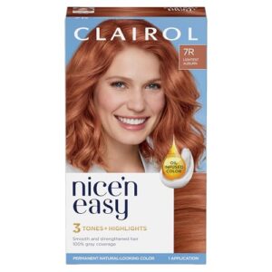 clairol nice'n easy permanent hair dye, 7r lighest auburn hair color, pack of 1