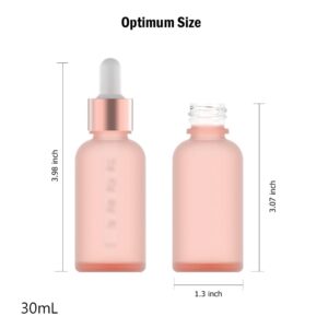 Jagolain Eye Dropper Bottles 1oz (Frosted Orange Colored Glass Bottle 6 Pack 30ml with Rose Golden Caps, Measured Pipettes) Empty refillabe Bottles for Essential Oils, Perfume (6 pcs, frosted orange)