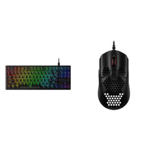 hyperx alloy origins core - tenkeyless mechanical gaming keyboard & pulsefire haste – gaming mouse, ultra-lightweight, 59g, honeycomb shell, hex design, rgb, hyperflex usb cable