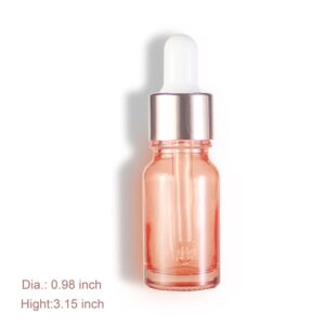 Glass Eye Dropper Bottles 1/3oz (Orange Colored Glass Bottle 12 Pack 10ml with Rose Golden Caps) Travel Vial Bottles for Essential Oils, Perfume (12 pcs, orange)