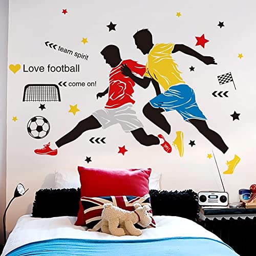 KeLay Fs 3D Soccer Football Player Wall Decals Stickers, Football Soccer Wall Stickers Decors for Boys Room Bedroom Decor (3D Soccer Players)