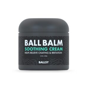 ballsy groin balm soothing cream, deep hydration for chafed, dry, or irritated skin, for groin area, convenient size 2 oz, 2 ounce (pack of 1)