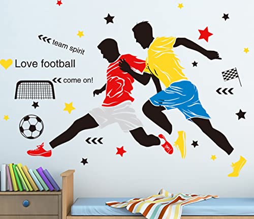 KeLay Fs 3D Soccer Football Player Wall Decals Stickers, Football Soccer Wall Stickers Decors for Boys Room Bedroom Decor (3D Soccer Players)