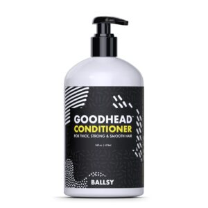 ballsy goodhead conditioner, for thick, strong and smooth hair, with tea tree, argan, hibiscus and olive oil, 16 fl oz