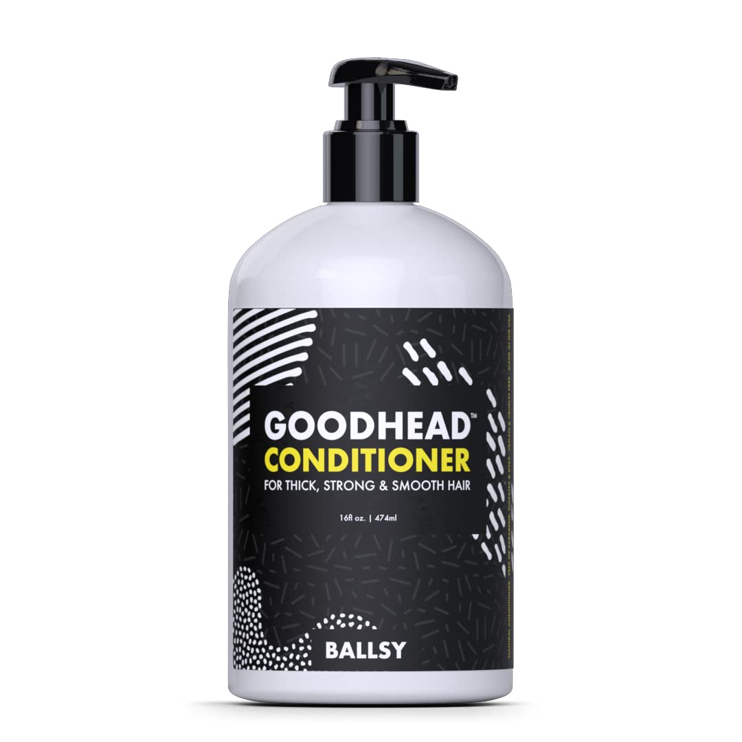 Ballsy Goodhead Conditioner, For Thick, Strong and Smooth Hair, with Tea Tree, Argan, HIbiscus and Olive Oil, 16 Fl oz