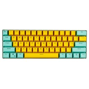 obokidly 61 keys pbt keycap oem overview set thick key caps 61 mechanical keyboard for diy cherry mx mechanical keyboard backlit,only keycap (yellow-cyan)