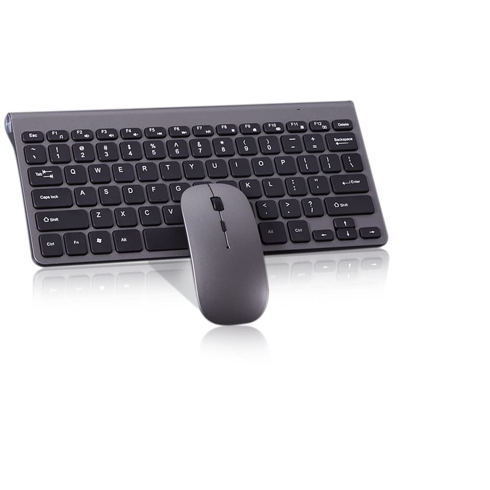 Wireless Keyboard and Mouse Combo, Compact Quiet Wireless Keyboard and Mouse Set 2.4G Ultra-Thin Sleek Design for Windows, Computer, Desktop, PC, Notebook, Laptop (GHKM03)