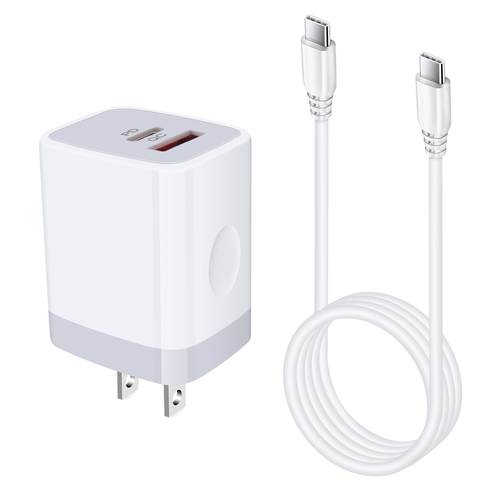 Super Fast Pixel 7a Charger Type C,20W USB C Wall Charger Dual Port Fast Charging Block & 6ft Android Phone Cable for Samsung Galaxy A54 5G,A14,A23,A13,A34,S23,S22,S21 FE,A53,A03s,Z Fold 4;Pixel 7 7A