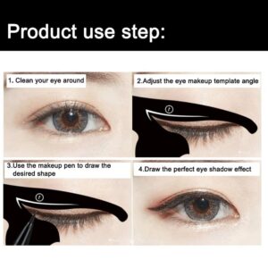 2 Pcs Cat Eyeliner Stencils, Matte PVC Material Smoky Eyeshadow Applicators Template Plate, Cat Shape Eye Liner & Eye Shadow Guide Template Tool