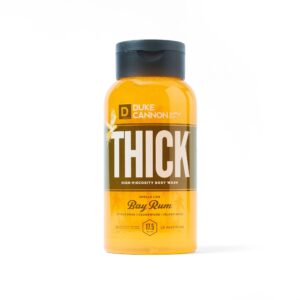 duke cannon thick high viscosity body wash for men (bay rum, pack of 1)