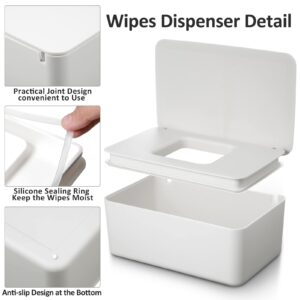 4 Pieces Baby Wipes Dispenser Wipe Container Keep Wipes Moist Baby Wipe Holder Easy Open Wet Tissue Storage Non-Slip Box Case for Bathroom Baby Nursery (Black, White, Gray)