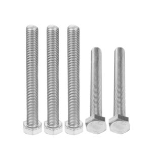 bettomshin 5pcs m10 x 90mm hex bolts, 304 stainless steel 1.5mm thread pitch fully threaded metric hex head screw bolts, hexagon screw bolt, hex tap bolts, silver (overall size 96.56x17x17mm)