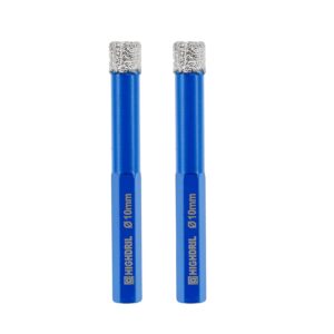 dry diamond tile drill bit with hex shank,highdril diameter 2pcs 3/8"(10mm) for porcelain ceramic granite marble hard materials electric drill diamond core bit