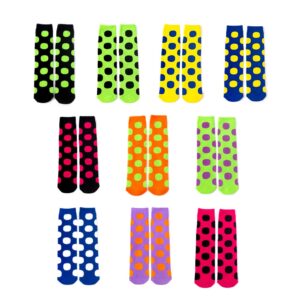 10 pairs kids child knee high long socks polka dots socks colorful mid-calf uniform socks soccer socks girls school socks sports socks no heels long boot wave point socks for child gift(10pcs,point)