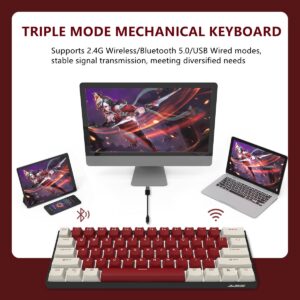 FIRSTBLOOD ONLY GAME. K610T 60% 2.4G Wireless/Bluetooth 5.0/USB Wired Triple Mode Mechanical Keyboard, 61 Keys Compact Gaming Keyboard with Programmable Software, White Backlit, Brown Switch