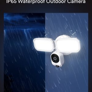 2K Floodlight Camera, Dual Band 2.4/5 GHz Hardwired Home Security Smart Wireless Camera with 3000 Lumens Flood Light Motion Tracking Built-in Siren Alarm Night Vision IP65 Waterproof