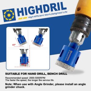 Dry Diamond Tile Drill Bit with Hex Shank,HIGHDRIL Diameter 2pcs 3/8"(10mm) for Porcelain Ceramic Granite Marble Hard Materials Electric Drill Diamond Core Bit