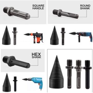 HLGQ 32 42 45 50mm Firewood Splitter Machine Drill Bit Wood Cone Punch Driver Square Round Hex Shank Drill Bit Split Tool,50mm