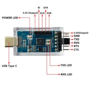 DSD TECH SH-U09B3 USB Type C to TTL Serial Adapter with CP2102N Chip