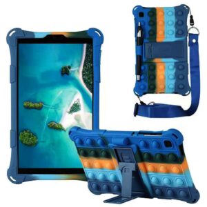 alhbejt tablet case for galaxy tab a7 lite 8.7" 2021|sm-t220/t225/t227 silicone case cover with stand lanyard pen for samsung tab a7 lite pop anxiety relief fidgets(colorful blue)