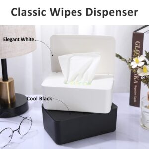 4 Pieces Baby Wipes Dispenser Wipe Container Keep Wipes Moist Baby Wipe Holder Easy Open Wet Tissue Storage Non-Slip Box Case for Bathroom Baby Nursery (Black, White, Gray)