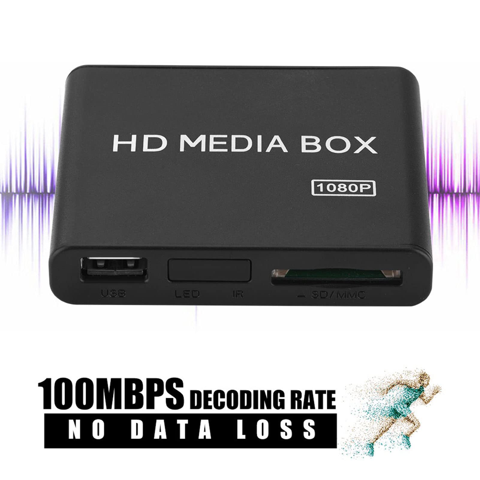 HDMI Media Player, 1080P Stereo Surrounding Media Player Center 1080P AVYPrPbHDMI, Compatible SDMMC Cards, USB Devices U Disk (US Plug)