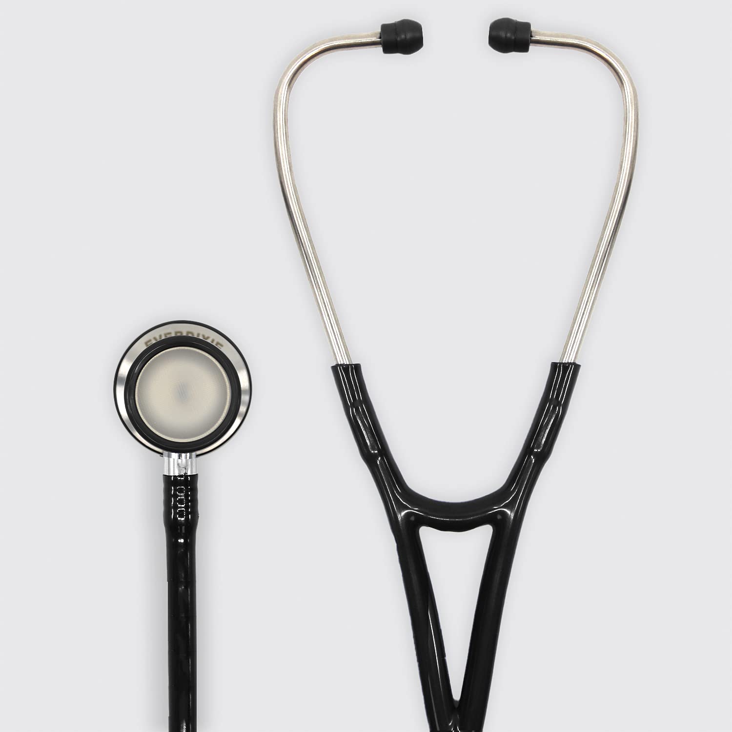 Dixie EMS Deluxe Cardio-Clinical Cardiology Dual Head Stethoscope for Paramedics and Nurses, 4 Ear Tips, Replacement diaphragms - Black