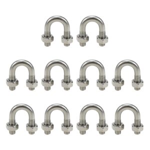 sscon 10pcs m6x10 304 stainless steel u-bolt fastener for 10mm pipe dia