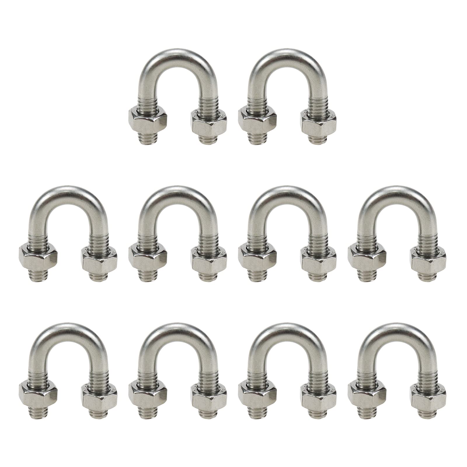 Sscon 10Pcs M6x10 304 Stainless Steel U-Bolt Fastener for 10mm Pipe Dia