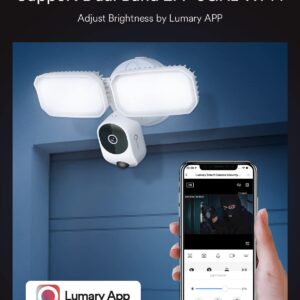 2K Floodlight Camera, Dual Band 2.4/5 GHz Hardwired Home Security Smart Wireless Camera with 3000 Lumens Flood Light Motion Tracking Built-in Siren Alarm Night Vision IP65 Waterproof