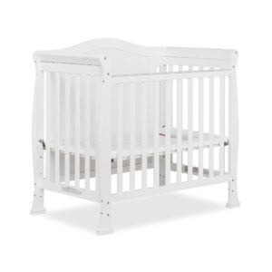 dream on me addison full panel 4-in-1 convertible mini crib in white, jpma certified baby crib, non-toxic finish, new zealand pinewood, low to floor design