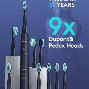 Ducard V7 Pro Electric Toothbrush for Adults- Rechargeable Toothbrush 12 Modes & 9 Brush Heads - 3 Hr Charge Last 60 Days Ultra Sonic Toothbrush for Adults (Navy Blue), (DY-152)