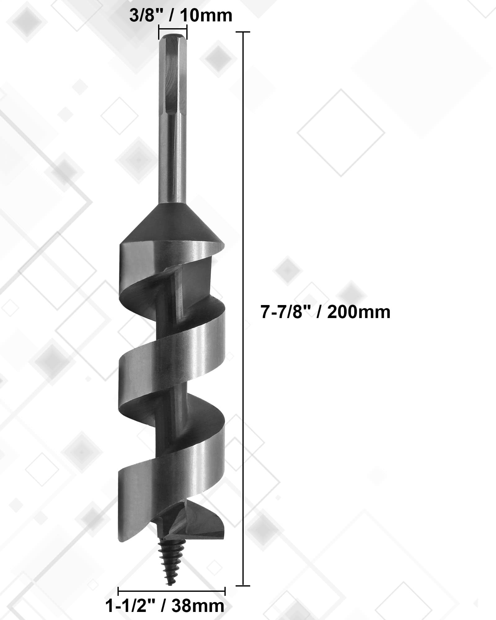 PHITUODA 1-1/2" x 8" Wood Auger Drill Bit with 3/8 Inch Hex Shank, Perfect for Soft & Hard Wood, Plastic, Drywall, PVC