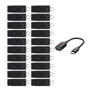 kingston 32gb datatraveler exodia flash drive (20-pack) bundle with usb-c adapter (21 items)