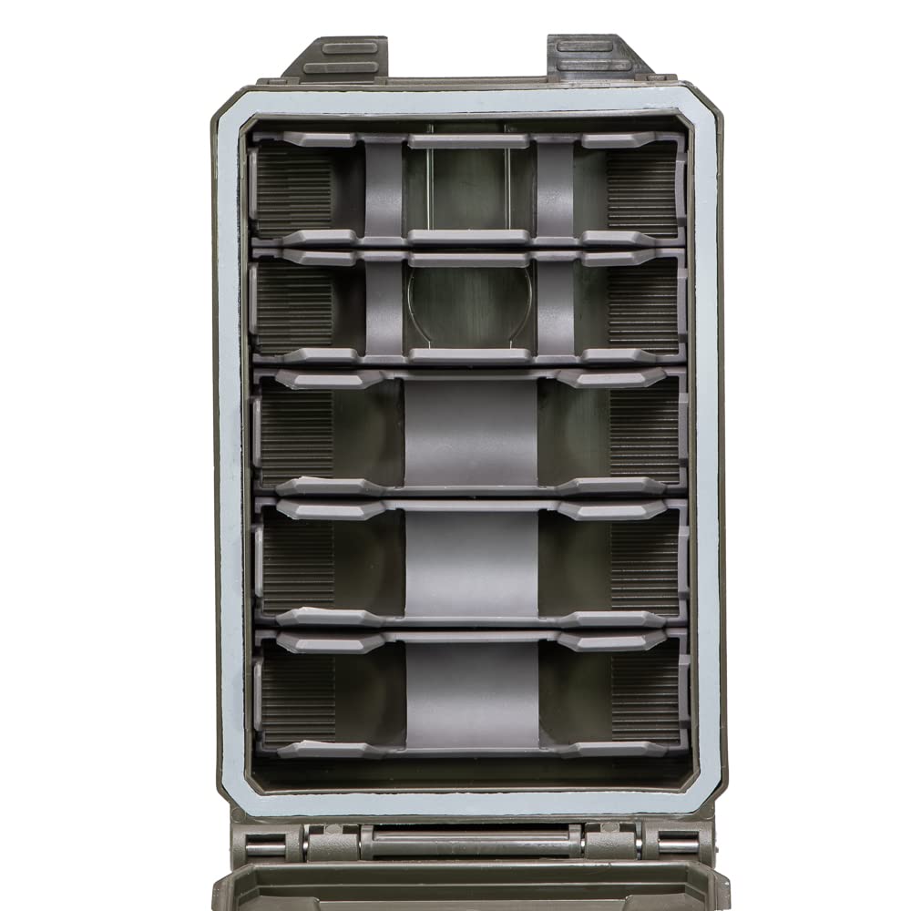 Thyrm CellVault-5M Modular Battery Storage for CR123, 18650, 18350, CR2032 Batteries with movable inserts (Olive Drab), Made in USA