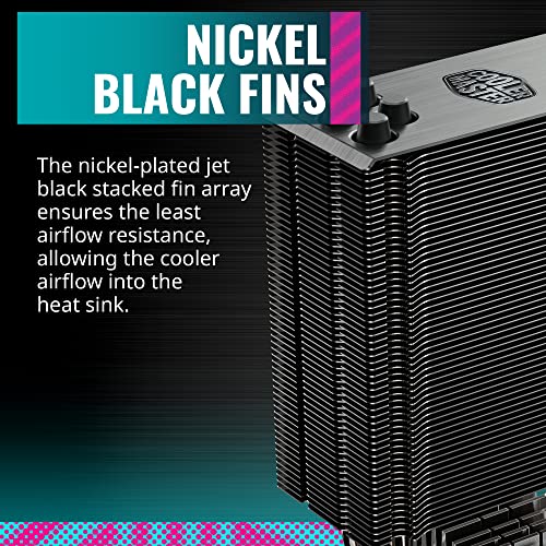 Cooler Master Hyper 212 RGB CPU Air Cooler with SF120R PWM Fan, Gun-Metal Nickel Fins, 4 Copper Heat Pipes - For AMD Ryzen & Intel LGA1700/1200/1151