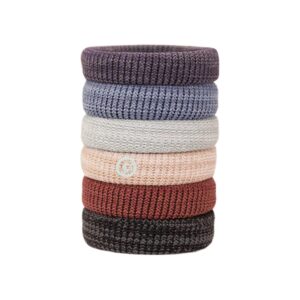 gimme beauty - thick fit hair bands - heathered - damage free hair ties - made with seamless microfiber elastics - thick + curly hair accessories - no snagging, dents, or breakage (6 count)