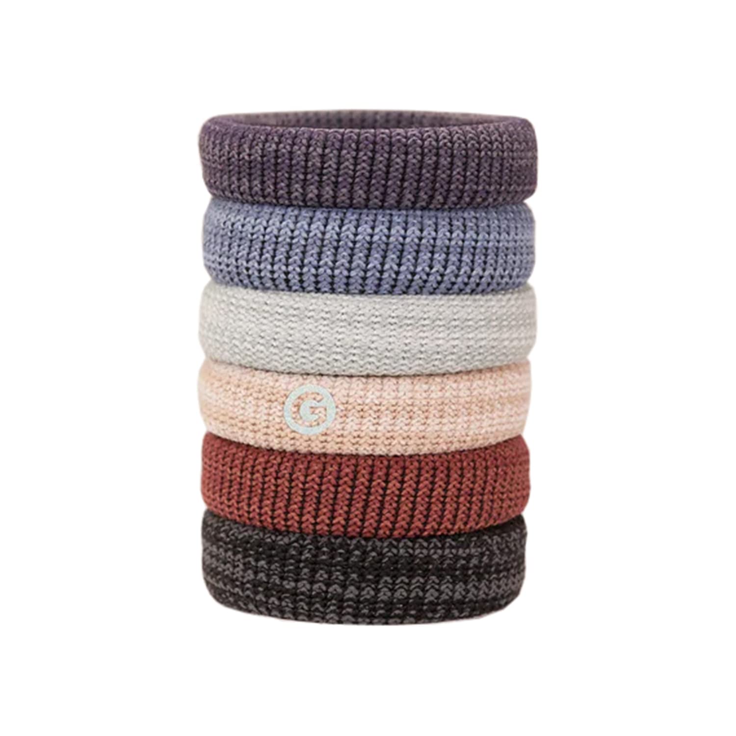 Gimme Beauty - Thick Fit Hair Bands - Heathered - Damage Free Hair Ties - Made with Seamless Microfiber Elastics - Thick + Curly Hair Accessories - No Snagging, Dents, or Breakage (6 Count)