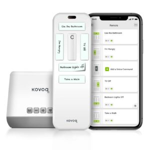 kovoq smart home remote stater kit for bedroom/nursery room, smart caregiver pager, control smart thermostat, routines, works with homepod, nest audio, up to 330ft range, 6 customizable big buttons