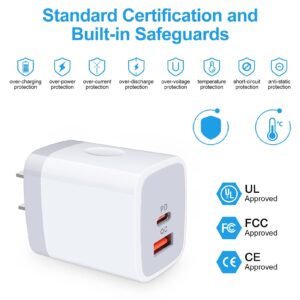 Super Fast Pixel 7a Charger Type C,20W USB C Wall Charger Dual Port Fast Charging Block & 6ft Android Phone Cable for Samsung Galaxy A54 5G,A14,A23,A13,A34,S23,S22,S21 FE,A53,A03s,Z Fold 4;Pixel 7 7A