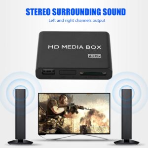 HDMI Media Player, 1080P Stereo Surrounding Media Player Center 1080P AVYPrPbHDMI, Compatible SDMMC Cards, USB Devices U Disk (US Plug)