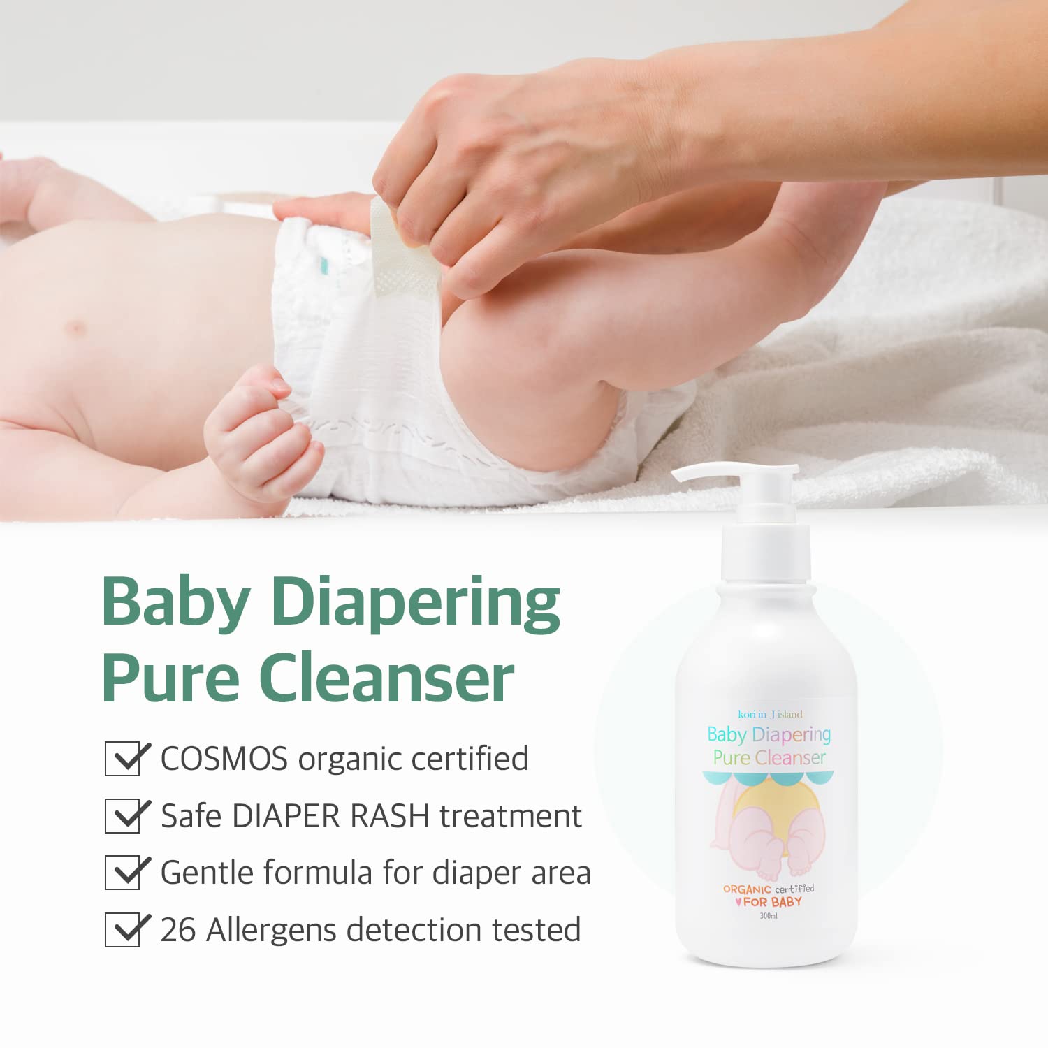 Organic Baby Diaper Area Wash│diaper rash cream│baby bottom spray alternative│baby wipes│Baby shampoo│Hypoallergenic│Baby Diapering Pure Cleanser 10.14 fl.oz