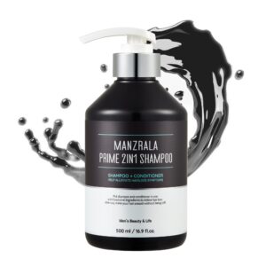 manzrala 2 in 1 mens shampoo and conditioner | men shampoo for thinning hair & nourishing scalp | lemon scent shampoo 2 in 1 for men | 16.9 fl.oz. (pack of 1)