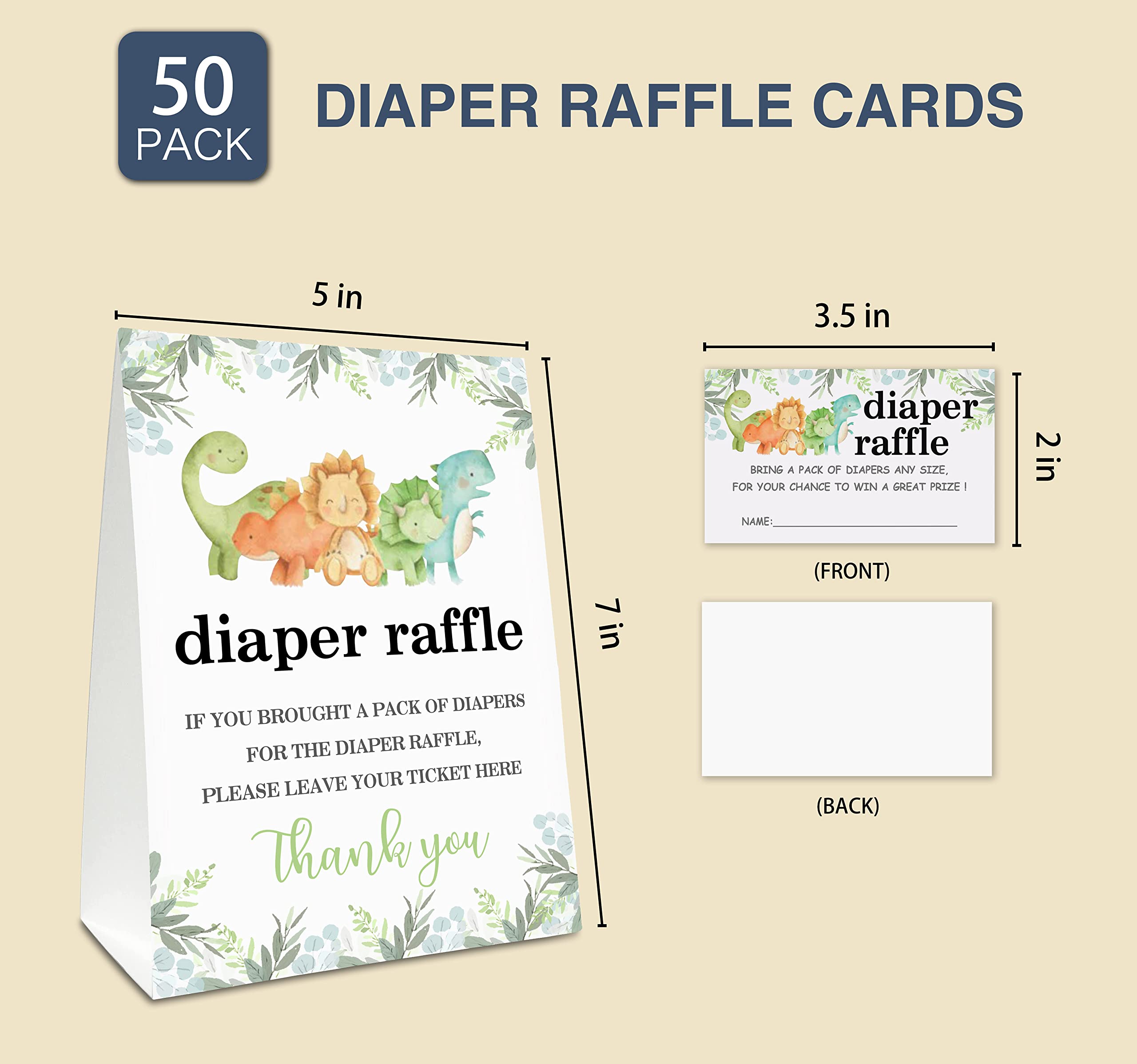 Diaper Raffle Tickets For Baby Shower, Safari Themed Jungle Forest Tropical Animals Cards, Party Favors For Baby Showers Game Cards, 1 Sign & 50 Cards Per Pack – (016-niaobu)