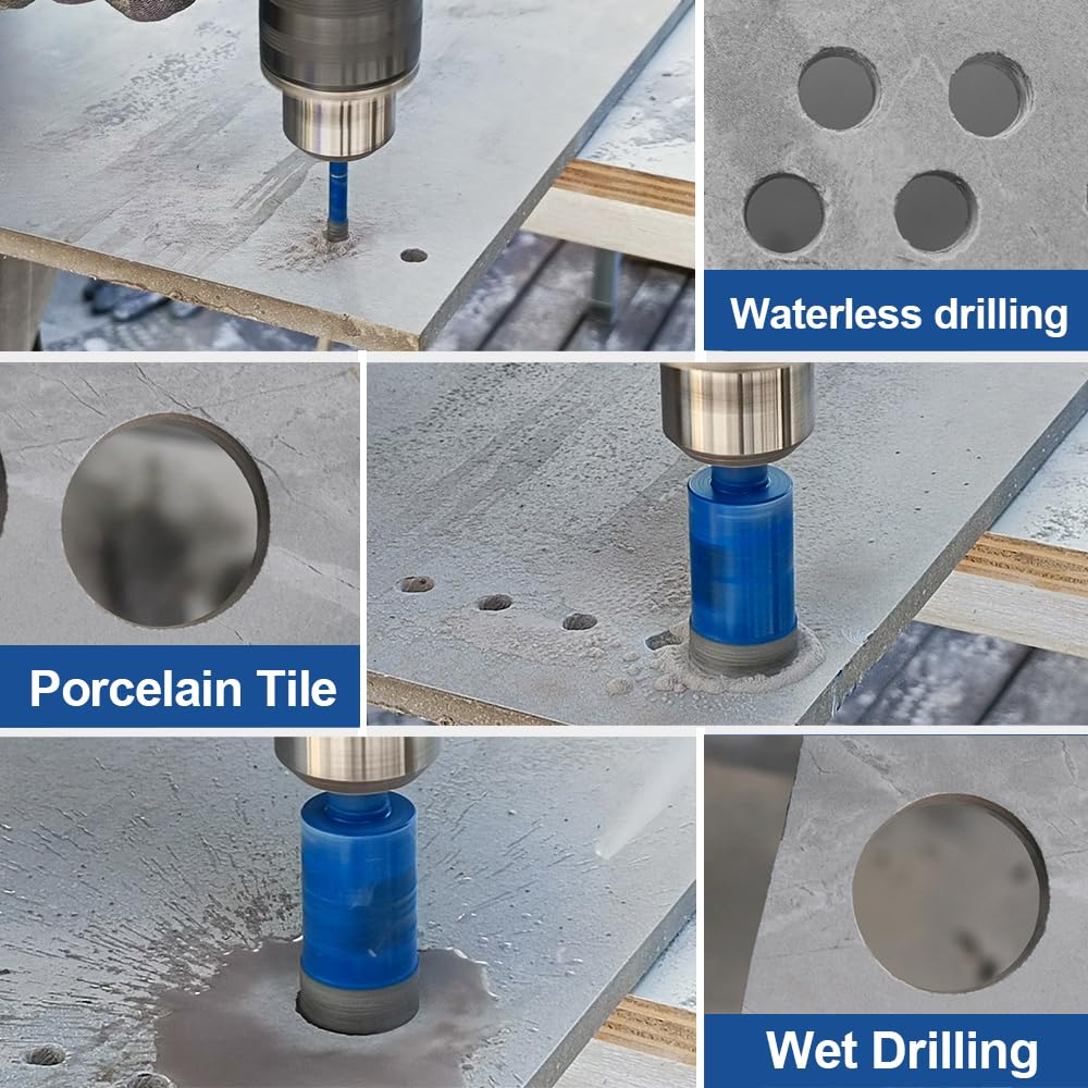 Dry Diamond Tile Drill Bit with Hex Shank,HIGHDRIL Diameter 2pcs 3/8"(10mm) for Porcelain Ceramic Granite Marble Hard Materials Electric Drill Diamond Core Bit