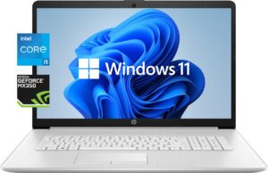 hp 2022 pavilion 17 laptop, 17.3" hd+ ips touchscreen, 11th gen intel core i5-1135g7, geforce mx350, 16 gb ram, 1 tb pcie ssd, wifi, webcam, dvd-rw, backlit keyboard, windows 11, silver