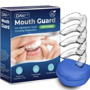 davv mouth guard for clenching teeth at night, upgraded night guards for teeth grinding, professional mouth guard for grinding teeth, stops bruxism and teeth clenching with travel hygiene case (4)