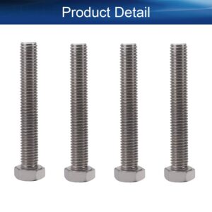 Bettomshin 5Pcs M12 x 80mm Hex Bolts, 304 Stainless Steel 1.75mm Thread Pitch Fully Threaded Metric Hex Head Screw Bolts, Hexagon Screw Bolt, Hex Tap Bolts, Silver (Overall Size 87.68x19x19mm)