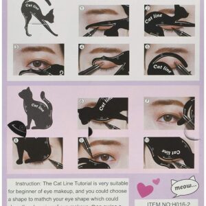 2 Pcs Cat Eyeliner Stencils, Matte PVC Material Smoky Eyeshadow Applicators Template Plate, Cat Shape Eye Liner & Eye Shadow Guide Template Tool