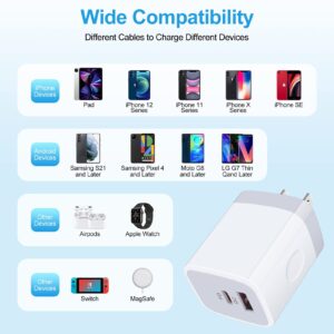 Super Fast Pixel 7a Charger Type C,20W USB C Wall Charger Dual Port Fast Charging Block & 6ft Android Phone Cable for Samsung Galaxy A54 5G,A14,A23,A13,A34,S23,S22,S21 FE,A53,A03s,Z Fold 4;Pixel 7 7A